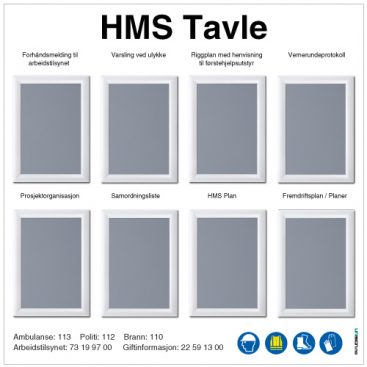 HMS tavle for entreprenører med rask levering - Unisign.no