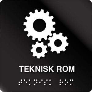 Teknisk Rom taktilt skilt forteller hvor i bygget du befinner deg eller ...